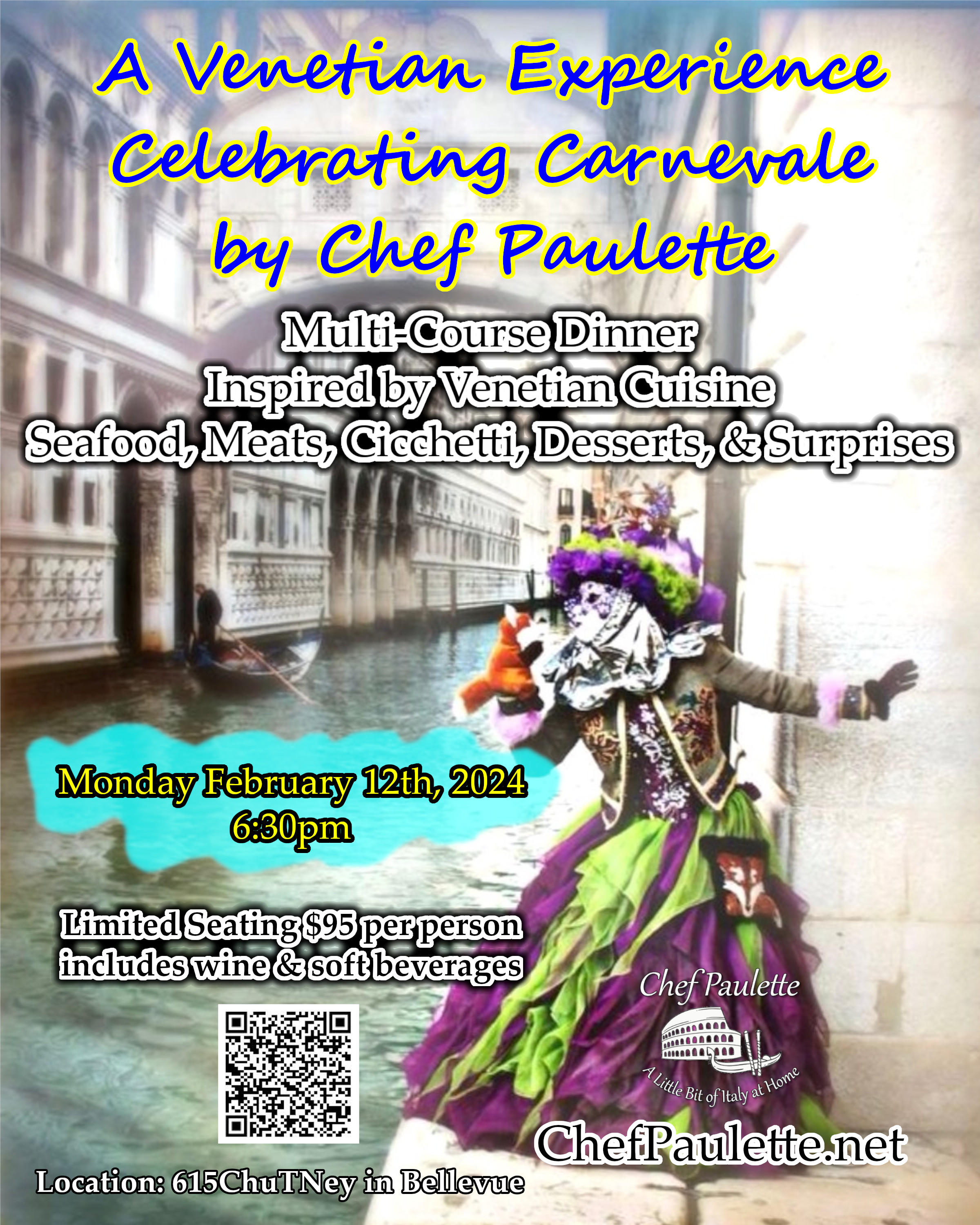 Chef Paulette Carnevale Venetian Dinner Feb 12th 2024 – Chef Paulette